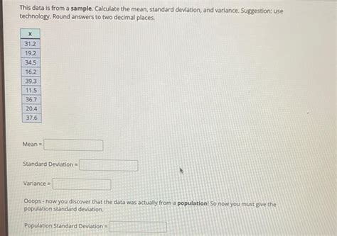 Solved This Data Is From A Sample Calculate The Mean