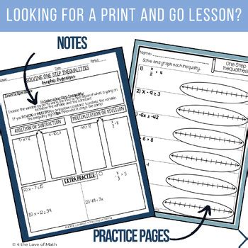 Solving And Graphing One Step Inequalities Guided Notes Activity