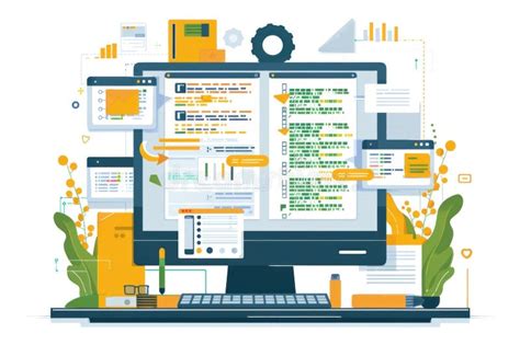 Desktop Computer With Coding Software Data Analysis Charts Graphs And Reports On Screen