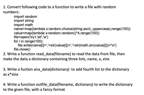 1 Convert Following Code To A Function To Write A