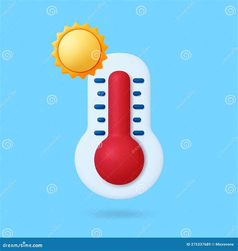 Weather Thermometer With Hot Temperature 3d Sun Forecast Graphic Element Stock Vector
