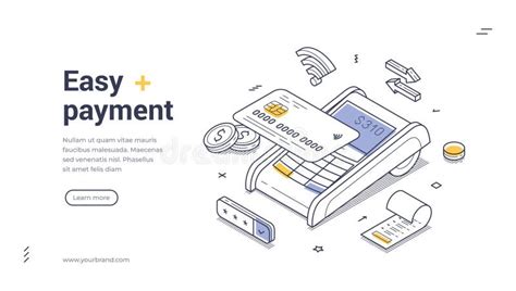 Easy Payment Modern Isometric Line Art Web Banner Template Stock Vector Illustration Of