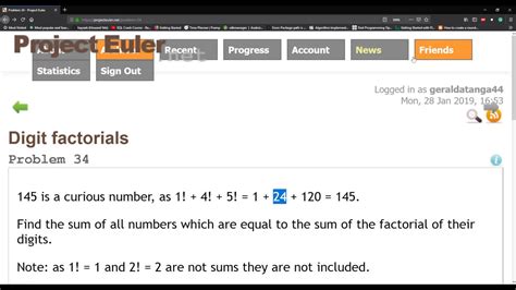 Project Euler 34 Digit Factorials Java Youtube