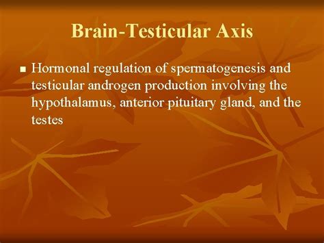 Braintesticular Axis N Hormonal Regulation Of Spermatogenesis And