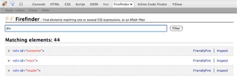 Firefinder For Firebug An Extension To Quickly Find Elements Matching Your Css Selectors Or