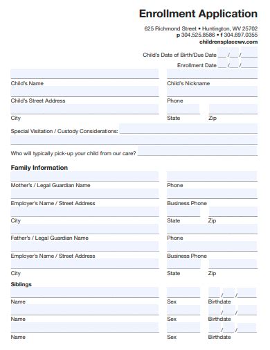 Free 50 Enrollment Application Samples In Pdf Ms Word
