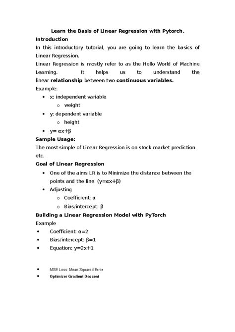 Learn The Basis Of Linear Regression With Pytorch Introduction In This Introductory Tutorial