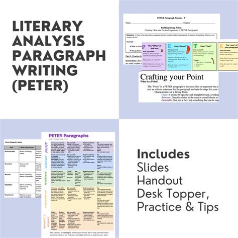 Literary Analysis Paragraph Writing Peter Slides Handout Desk