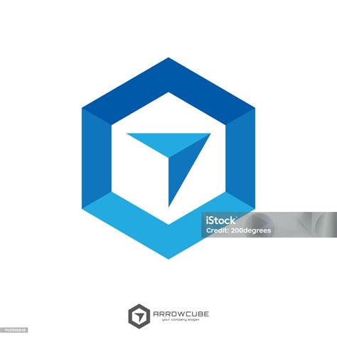 육각 상자를 앞으로 화살표 추상 다각형 서식 파일입니다 물류 배달 택배 운송 서비스 컨셉 디자인입니다 육각형에 대한 스톡 벡터 아트 및 기타 이미지 Istock