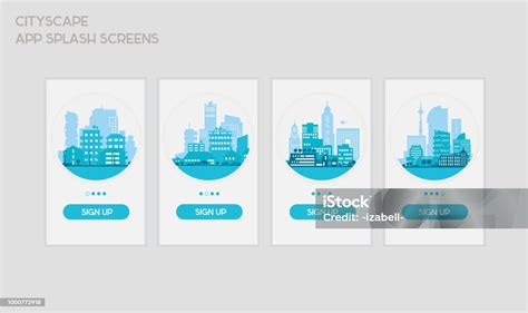 Flat Design Responsive Ui Mobile App Splash Screens Mockups Stock Illustration Download Image