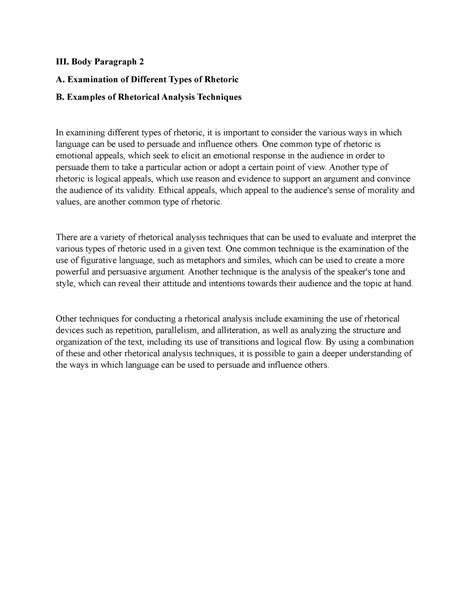 Rhetorical 3 Iii Body Paragraph 2 A Examination Of Different Types