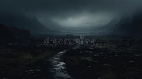 Dark And Somber Landscape Generative Ai Stock Illustration Illustration Of Stormy Cloudscape