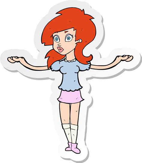 Pegatina De Una Chica Bonita Confundida De Dibujos Animados Png