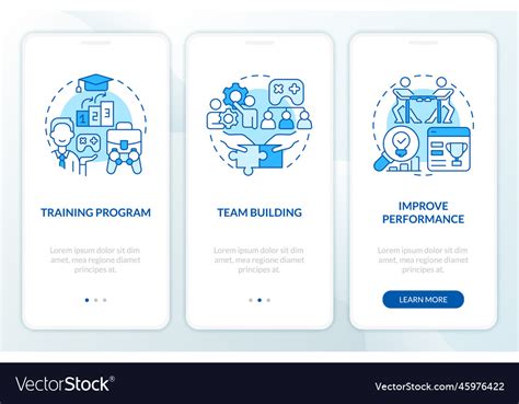 Gamification In Workplace Blue Onboarding Mobile Vector Image