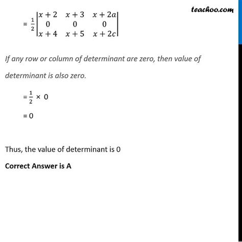 Misc If A B C Are In Ap Then The Determinant Mcq Class