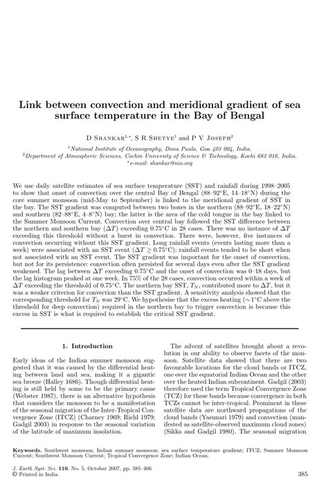 Pdf Link Between Convection And Meridional Gradient Of Sea Surface
