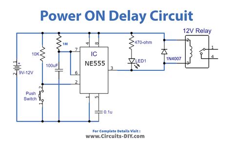 Power ON Delay Using 555 Timer IC