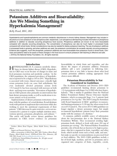 2018 Potassium Additives And Bioavailability Are We Missing Something In Hyperkalemia Management