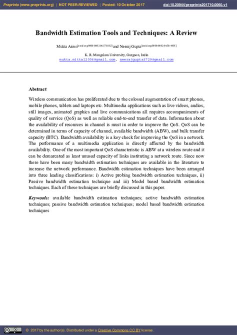 Pdf Bandwidth Estimation Tools And Techniques A Review