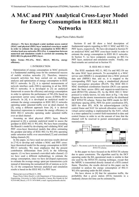 Pdf A Mac And Phy Analytical Cross Layer Model For Energy Consumption