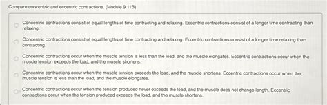 Solved Compare Concentric And Eccentric Contractions