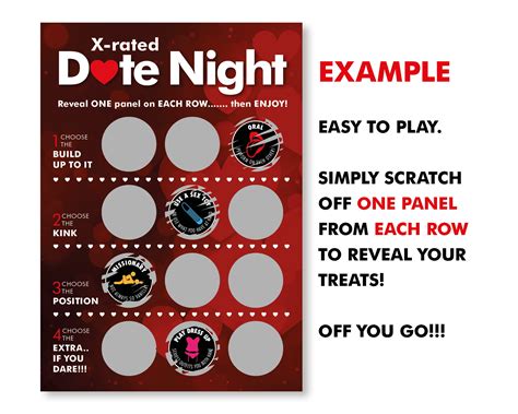 Date Night Scratch Card Valentine Sexy Love Gift For Him Couples Present For Birthday