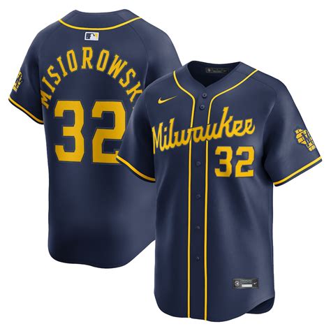 Mens Milwaukee Brewers Jacob Misiorowski Nike Navy Alternate Limited Jersey