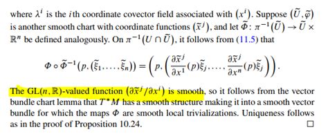 Differential Geometry Why Is The Matrix Frac Partial Tilde Xj