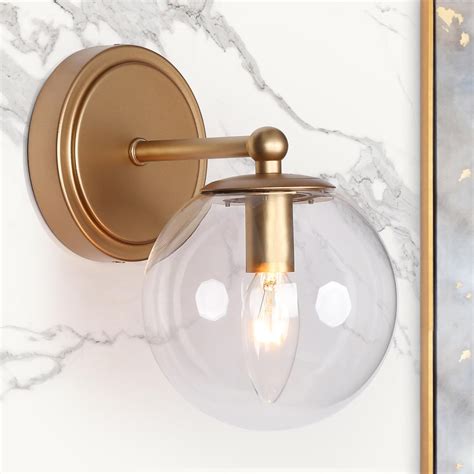 Uolfin Modern Globe Bubble Bedroom Wall Lights 1 Light Gold Round Wall