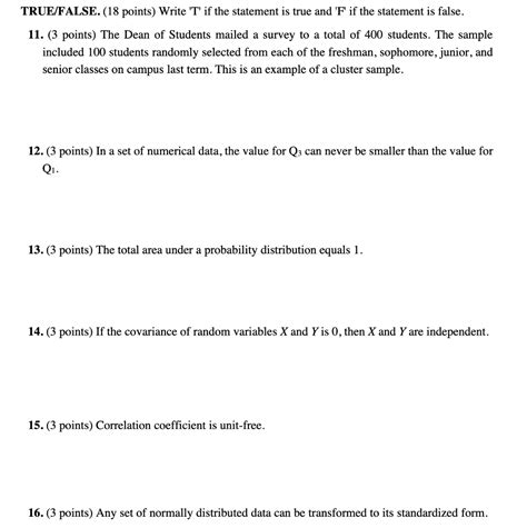 solved true false 18 points write t if the statement