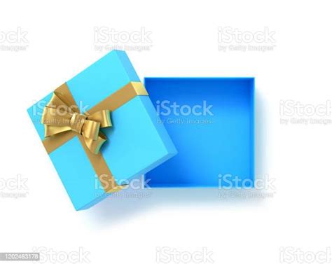 활 리본으로 파란색 선물 상자 상단보기를 엽니 다 3d 일러스트레이션 선물에 대한 스톡 사진 및 기타 이미지 선물 컷아웃 파란색 Istock