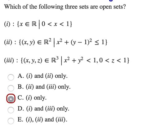 solved which of the following three sets are open sets