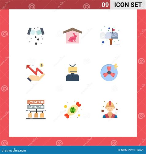 9 Universal Flat Color Signs Symbols Of Affirmations Statistic Box Money Hand Stock Vector