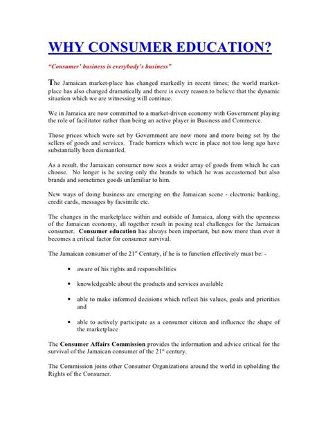 Consumer Alert Why Consumer Education