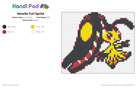 Mawile Full Sprite Fuse Bead Pattern Kandi Pad Kandi Patterns Fuse