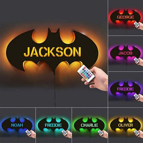 Personalized Wood Bat Light Dylinoshop Bat Light Wall Nightlight Night Light