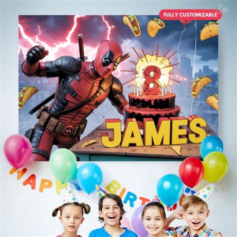 Personalized 3d Deadpool Birthday Banner Superhero Party Deadpool
