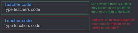Css Html Form Field Labels Being Set To 100 Width On Ms Edge Without