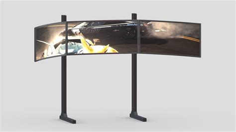 Triple Monitor Mount And Screen Buy Royalty Free 3d Model By Frezzy Frezzy3d [0598792