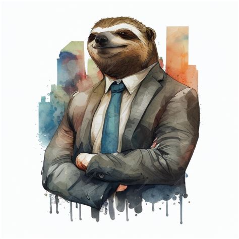 Premium Photo There Is A Sloth In A Suit And Tie With His Arms Crossed Generative Ai