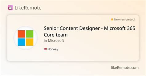 📩 Senior Content Designer Microsoft 365 Core Team At 🏢 Microsoft 📍remote Job In 🇳🇴 Norway R
