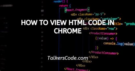 How To View Html Code In Chrome