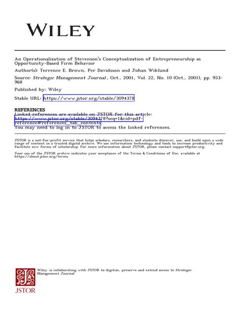 Brown Et Al 2001 Pdf Entrepreneurship Factor Analysis
