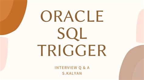 Oracle Triggers Oracle Real Time Scenarios Oracle Sql Oracle