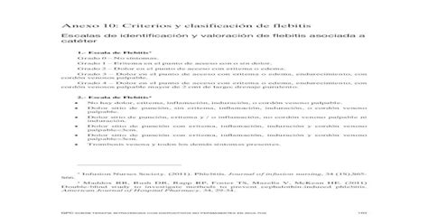 Anexo 10 Criterios Y Clasificación De Flebitis · Escala De Flebitis4