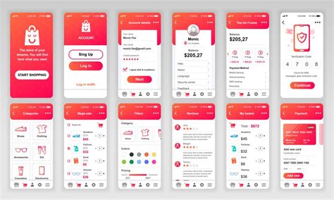set of ui ux gui screens shopping app flat design template for mobile