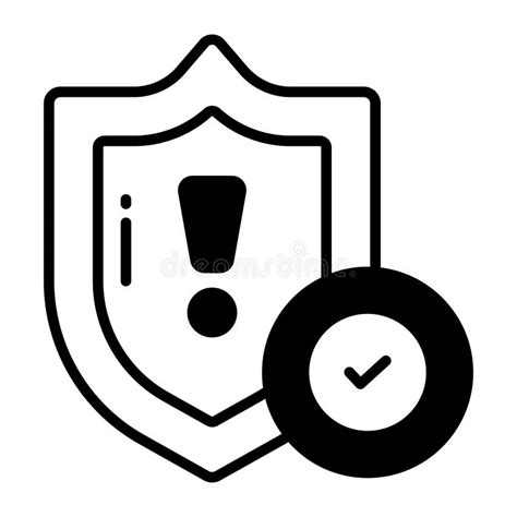 Exclamation Mark On Shield With Tick Mark Showing Vector Of Verified