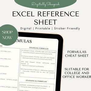Excel Functions Excel Cheat Sheet Excel For Windows And Mac Digital And Printable Sticker