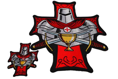 Set Of 2 Small And Large Crusader Knight Patches With Holy Grail Thecheapplace Set Of 2 Small And Large Crusader Knight Patches With Holy Grail Thecheapplace