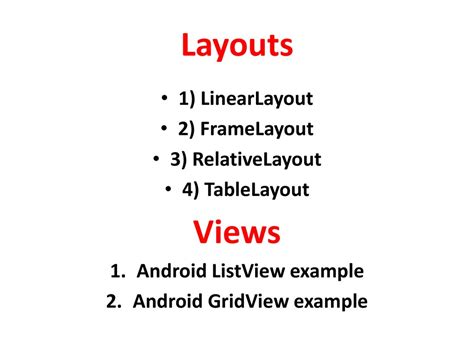 Use Of Framelayout In Six Layouts Develop Paper
